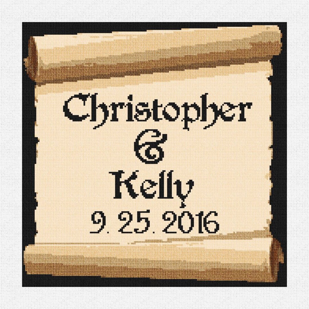 Ancient Wedding Scroll Custom Needlepoint Wedding Ring Bearer Pillow ...