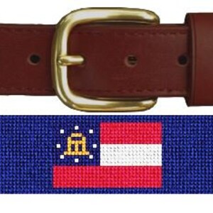 Georgia Flag Finished Needlepoint Belt Finished - Etsy