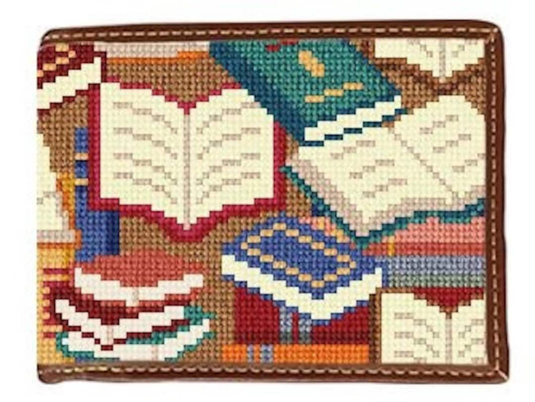 Bookworm Finished Needlepoint Wallet - Etsy