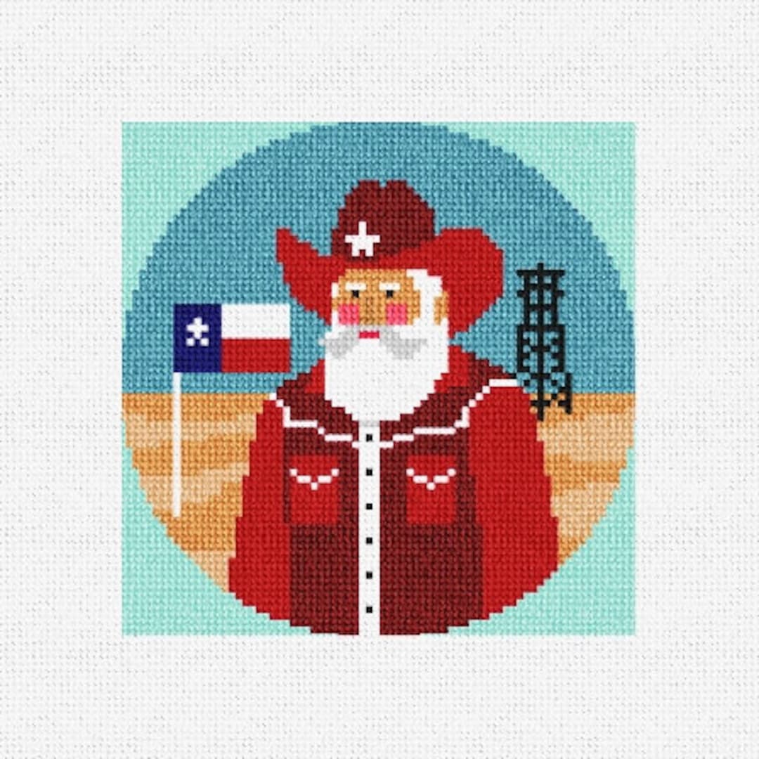Texas Santa Needlepoint Christmas Ornament DIY Kit - Etsy