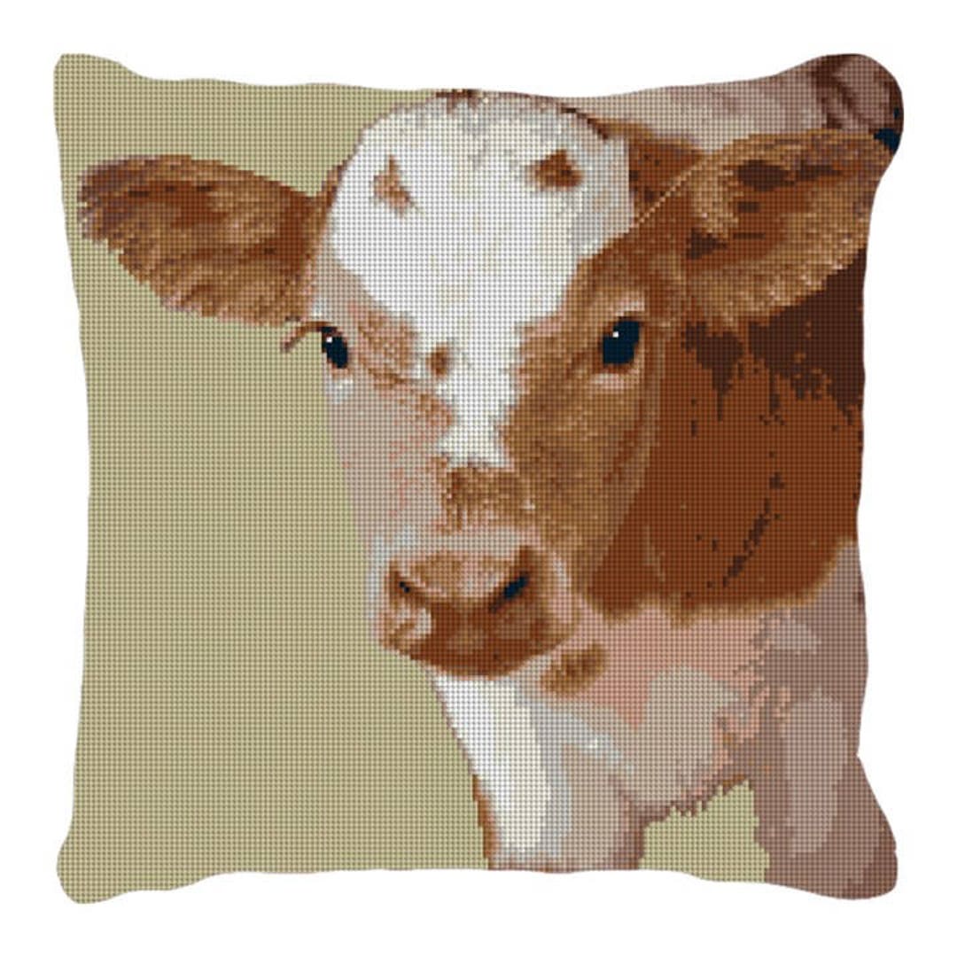 Cow Needlepoint Pillow DIY Kit - Etsy