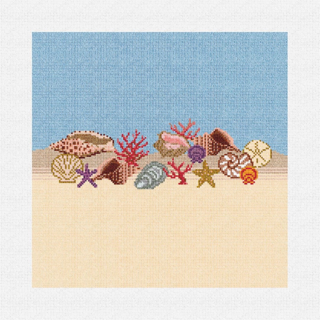 Seashell Needlepoint Pillow DIY Kit - Etsy