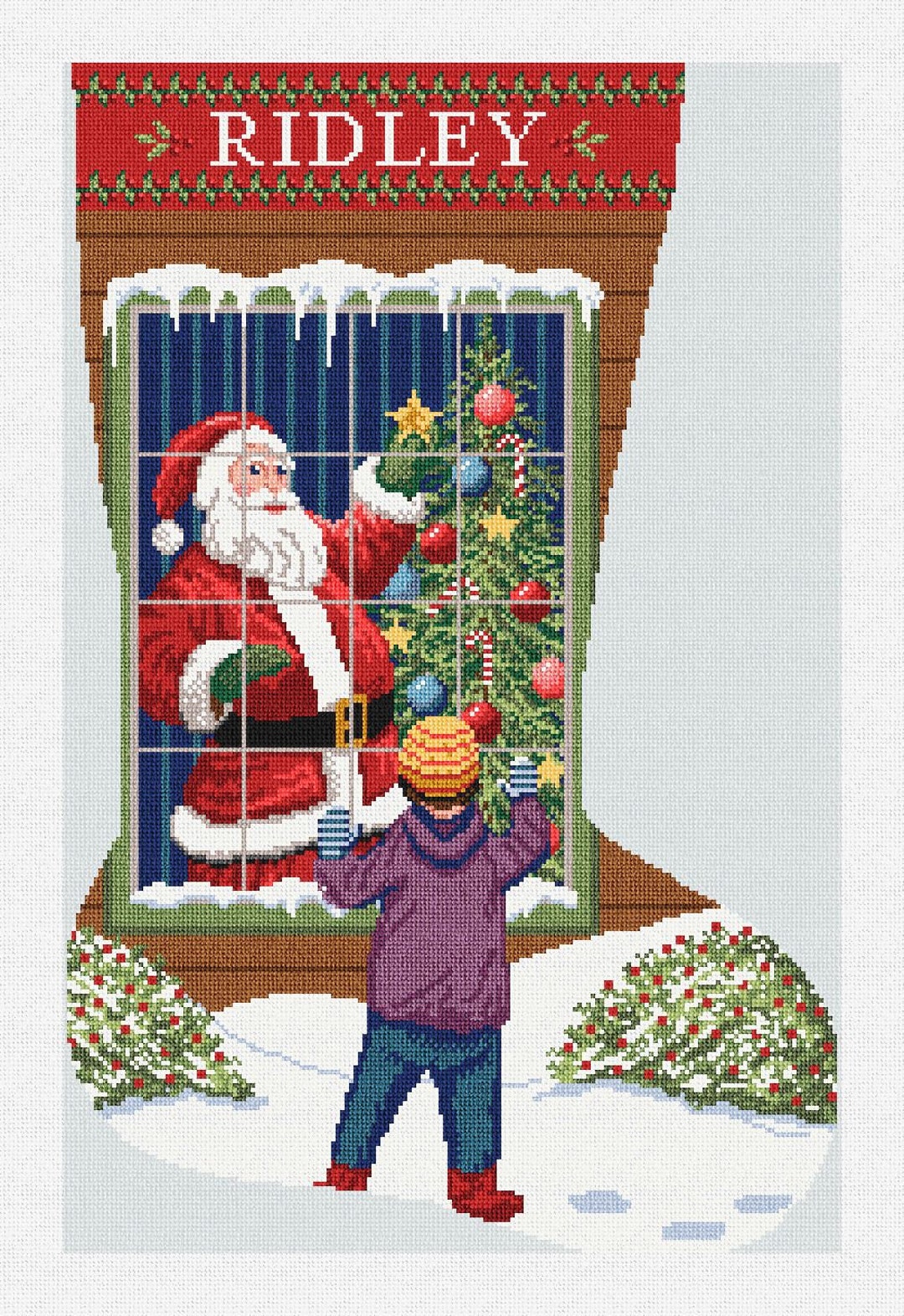 Santa's Wink Needlepoint Christmas Stocking DIY Kit - Etsy