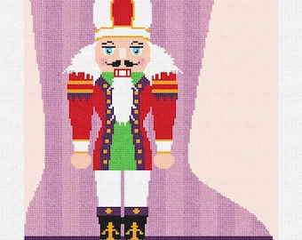 Nutcrackers Needlepoint Christmas Stocking, Modern Personalized Stocking Canvas, DIY Stitching ...