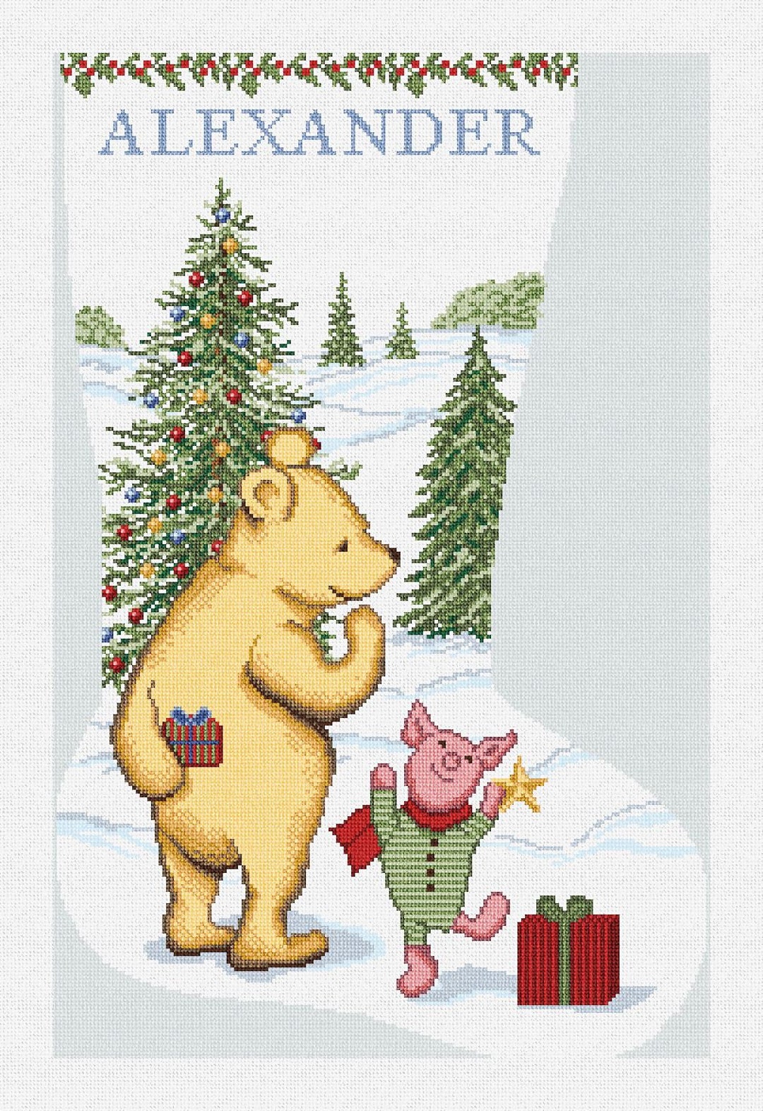 Winnie the Pooh Joy Needlepoint Christmas Stocking DIY Kit - Etsy