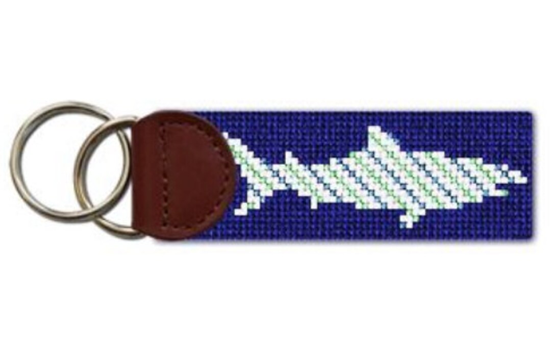 Preppy Great White Shark Finished Needlepoint Key Fob - Etsy