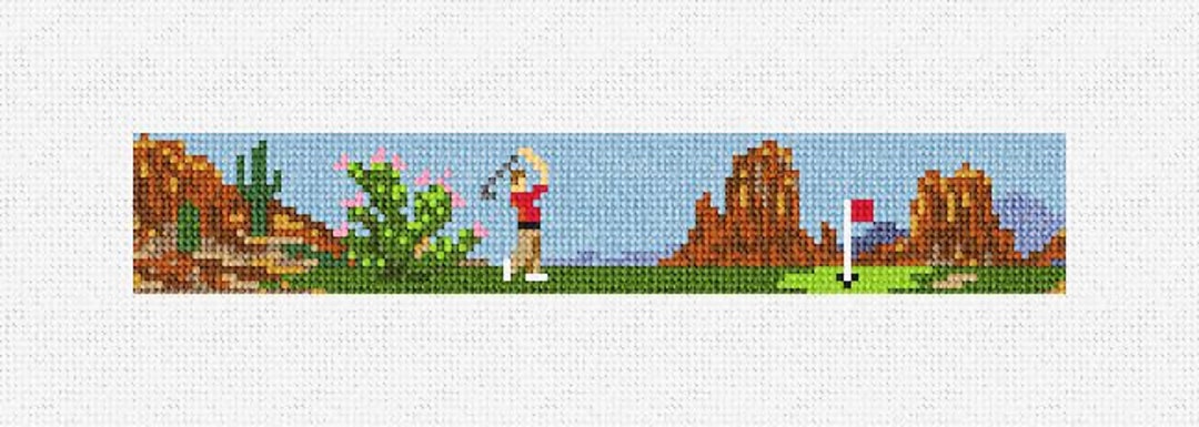 Desert Golf Landscape Needlepoint Key Fob DIY Kit - Etsy
