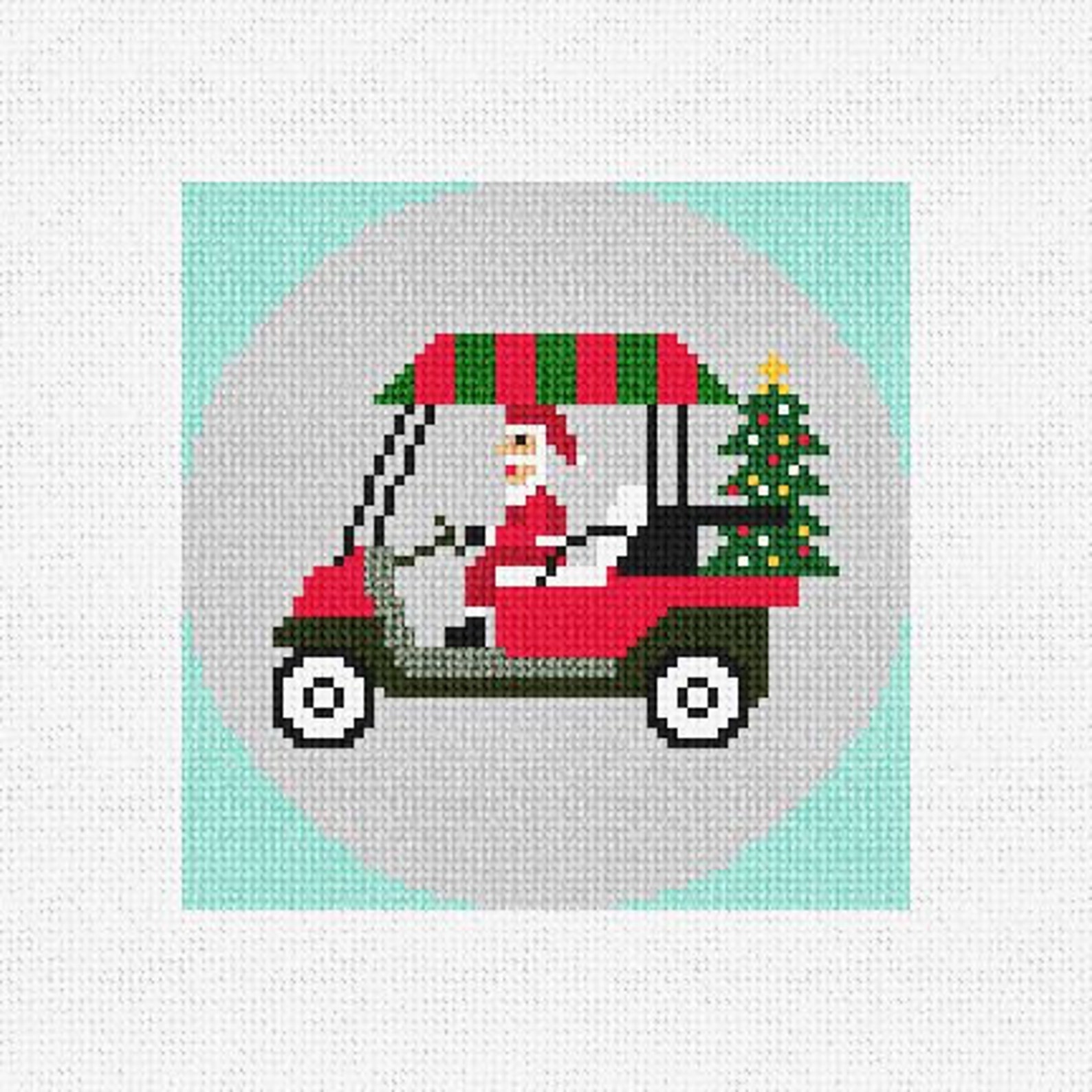 Santa's Golf Cart Needlepoint Christmas Ornament DIY Kit - Etsy