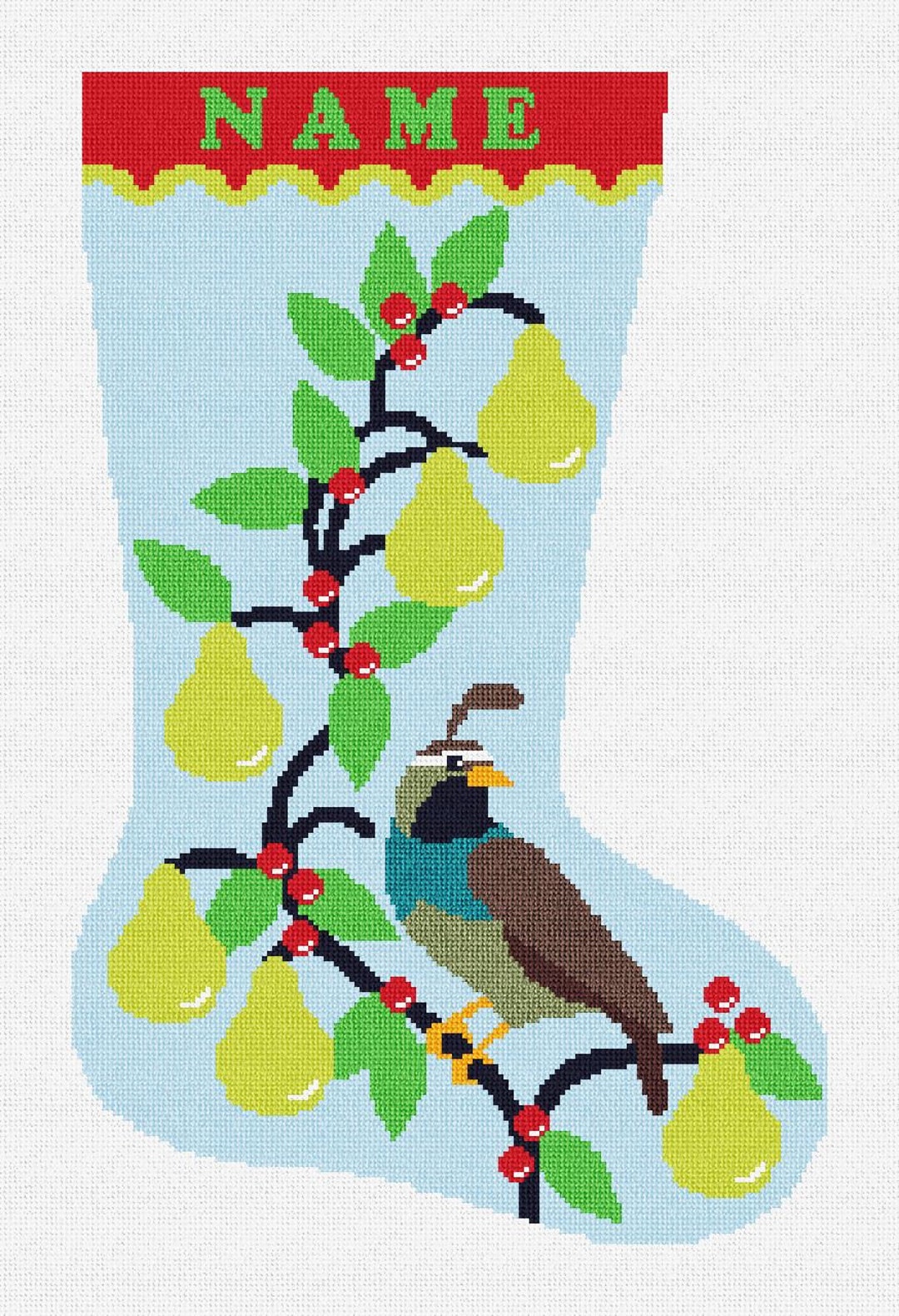 Partridge in a Pear Tree Christmas Stocking Needlepoint DIY Kit - Etsy