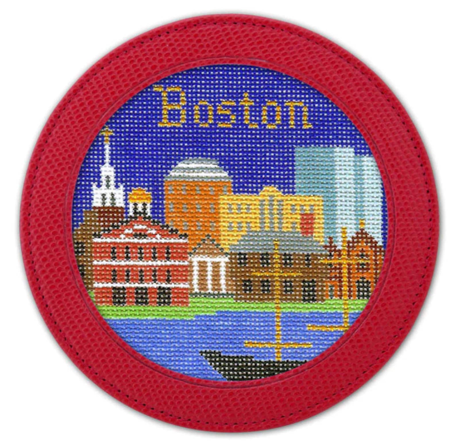 Needlepoint 5" Leather Coaster/ornament Self-finishing Piece (BAG67 ...