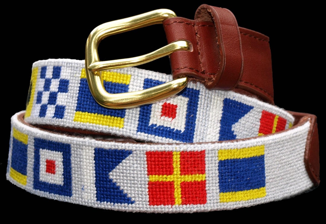 Nautical Flag Needlepoint Belt Finished With Personalized Message or ...