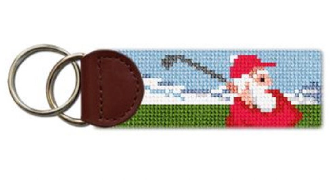 North Pole Golfing Finished Needlepoint Key Fob - Etsy