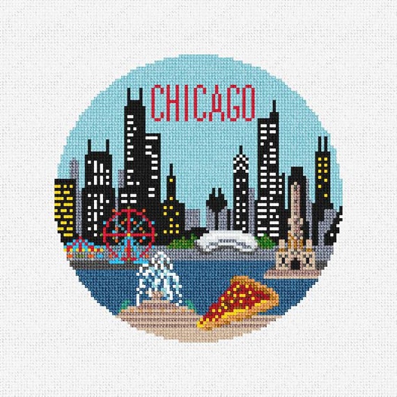 Chicago Needlepoint Christmas Ornament DIY Kit - Etsy
