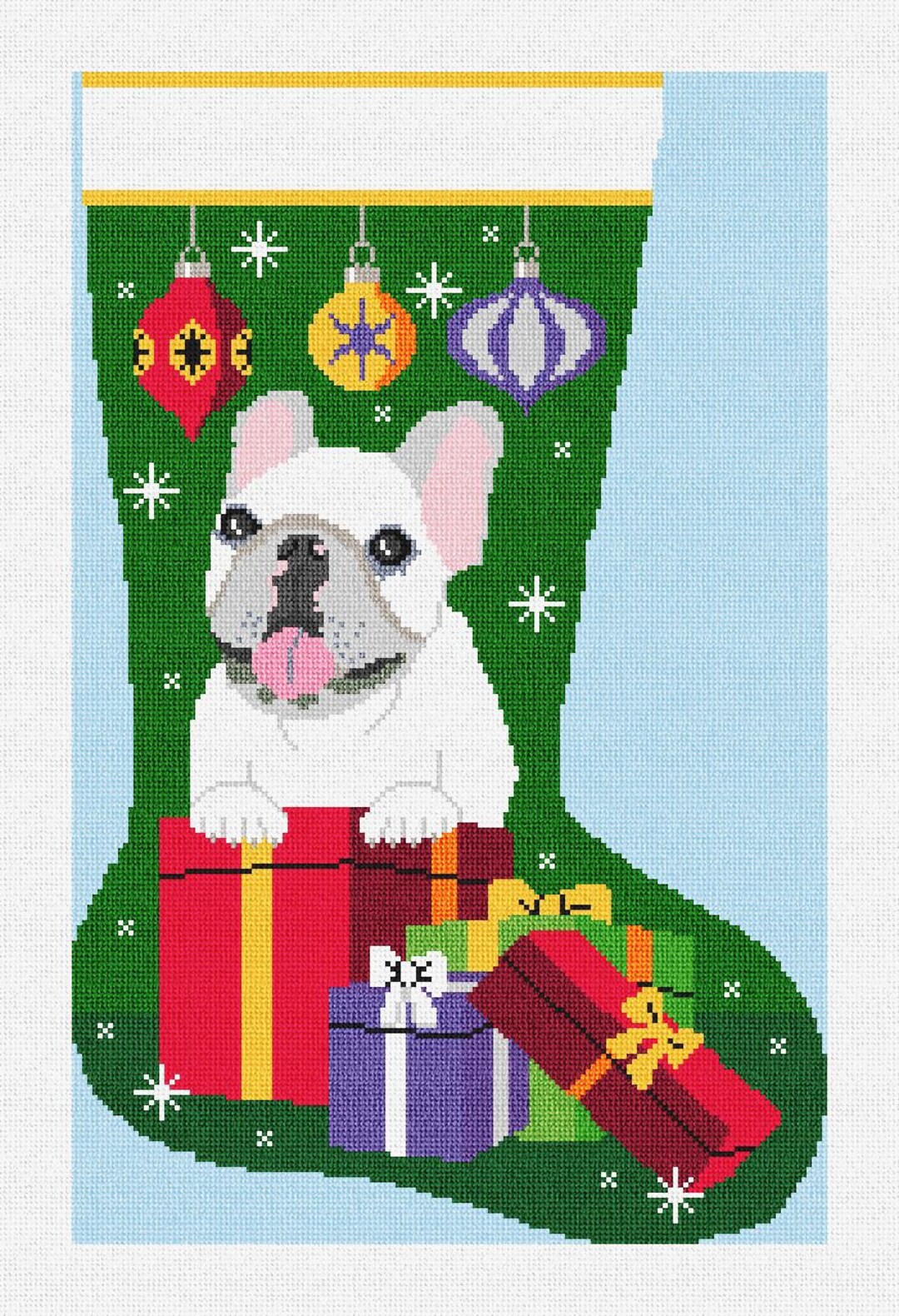 French Bulldog Needlepoint Christmas Stocking DIY Kit - Etsy