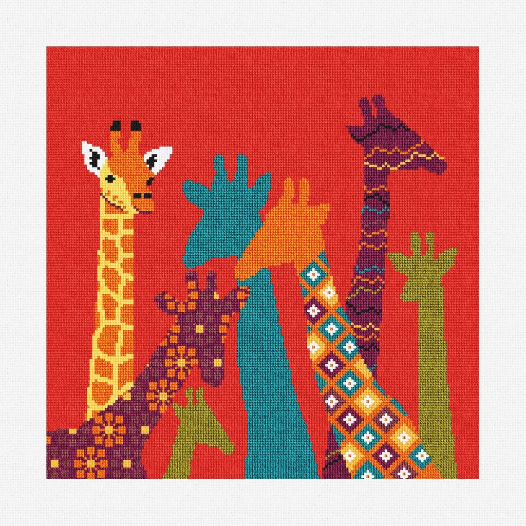 Colorful Giraffe Needlepoint Pillow DIY Kit - Etsy