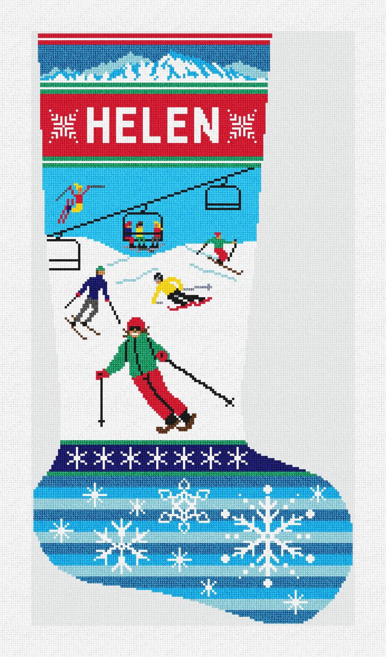 Holiday Skiing Christmas Stocking Needlepoint DIY Kit - Etsy