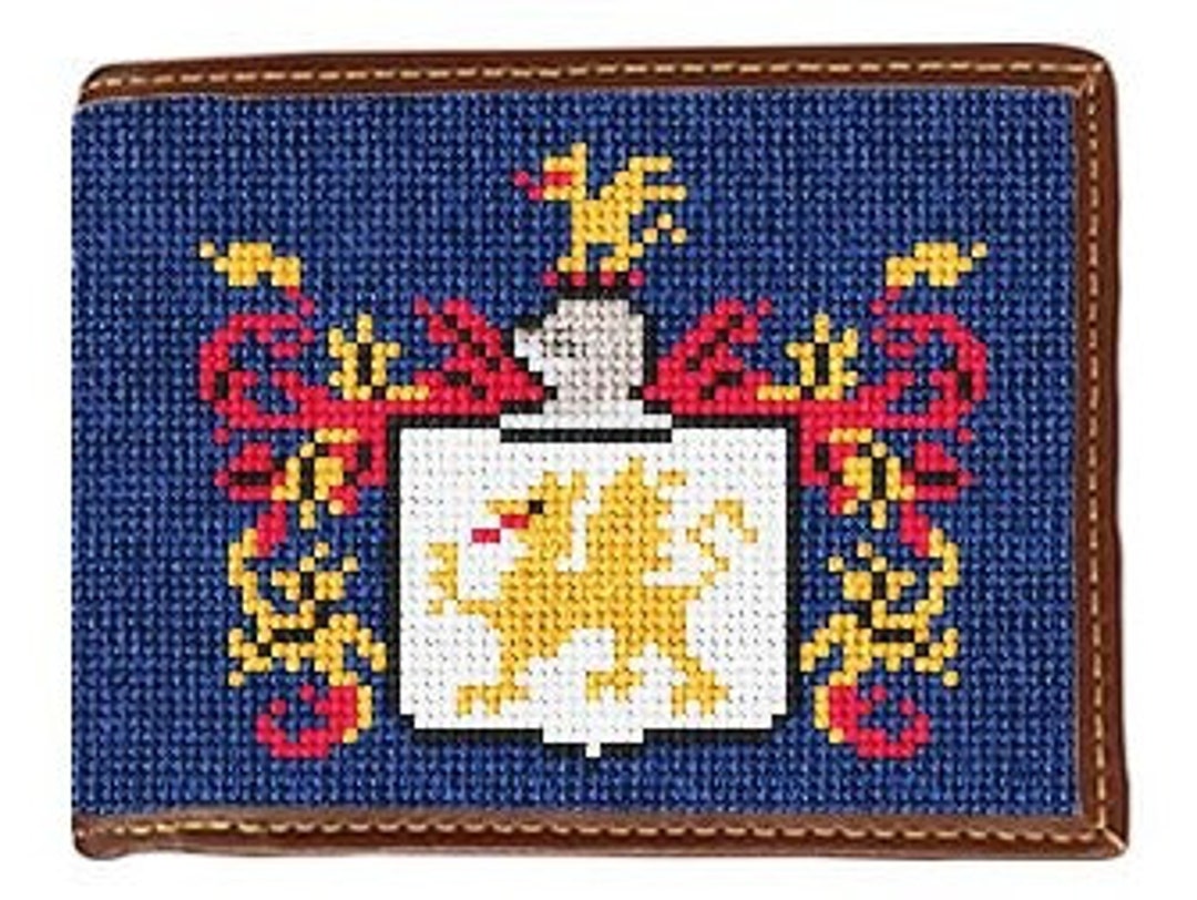 Custom Family Crest Needlepoint Wallet Finished - Etsy