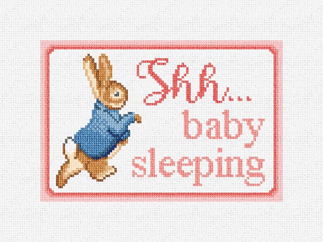 Peter Rabbit Pink Needlepoint Door Hanger DIY Kit Baby Sleeping - Etsy
