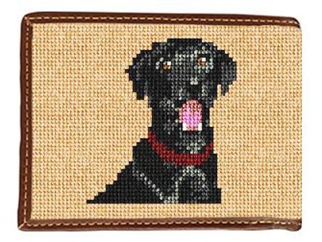 Black Labrador Monogram Finished Needlepoint Wallet - Etsy