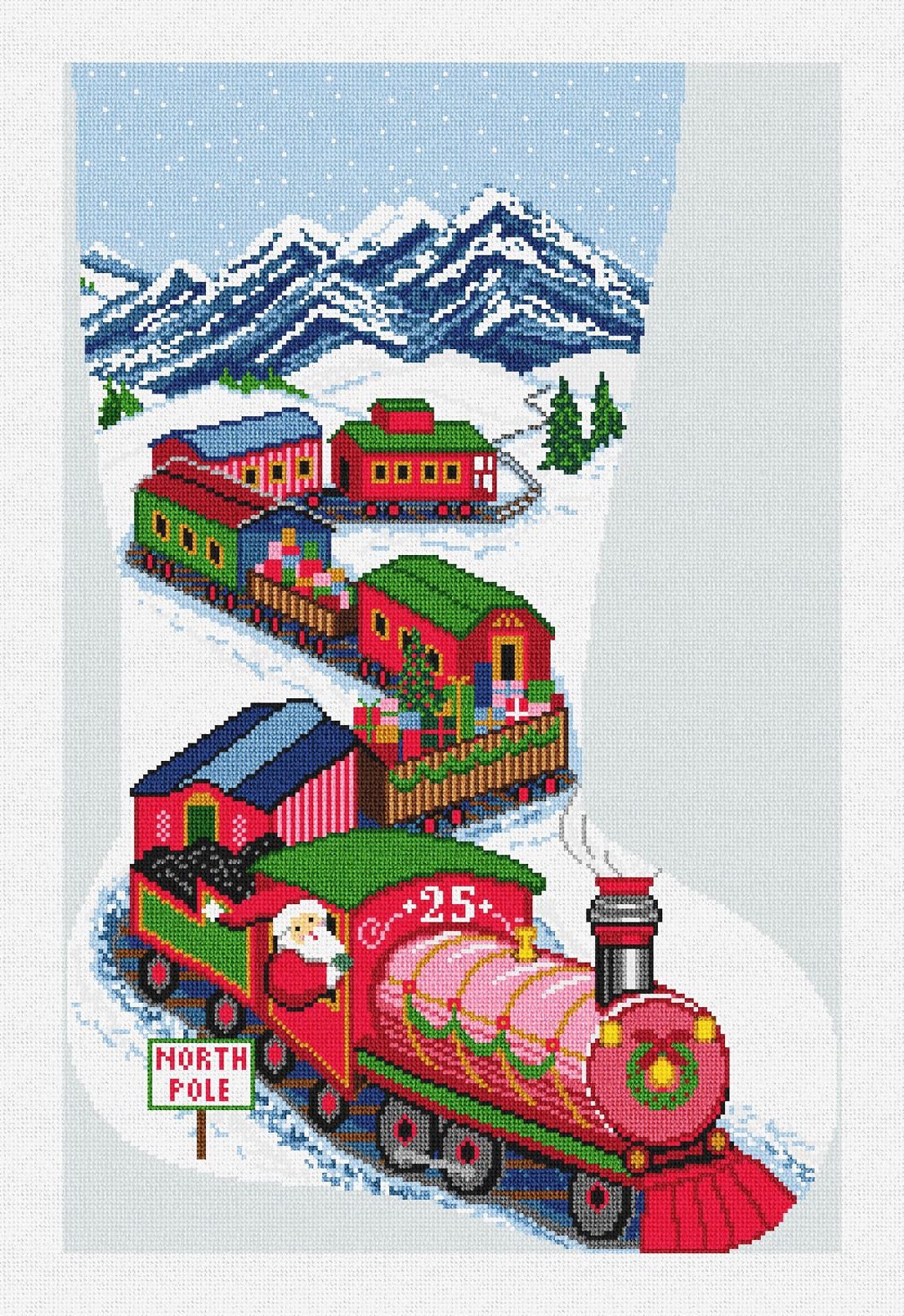 Santa Express Christmas Stocking Needlepoint DIY Kit - Etsy