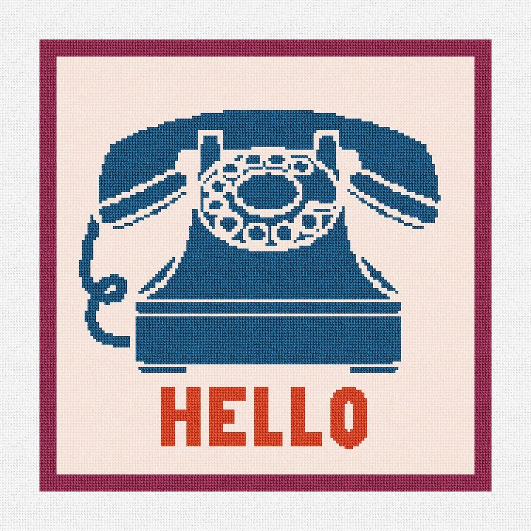 Retro Phone Needlepoint DIY Kit - Etsy