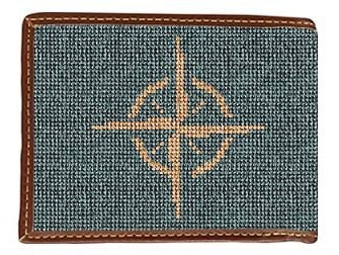 Monogram and Compass Rose Finished Needlepoint Wallet - Etsy