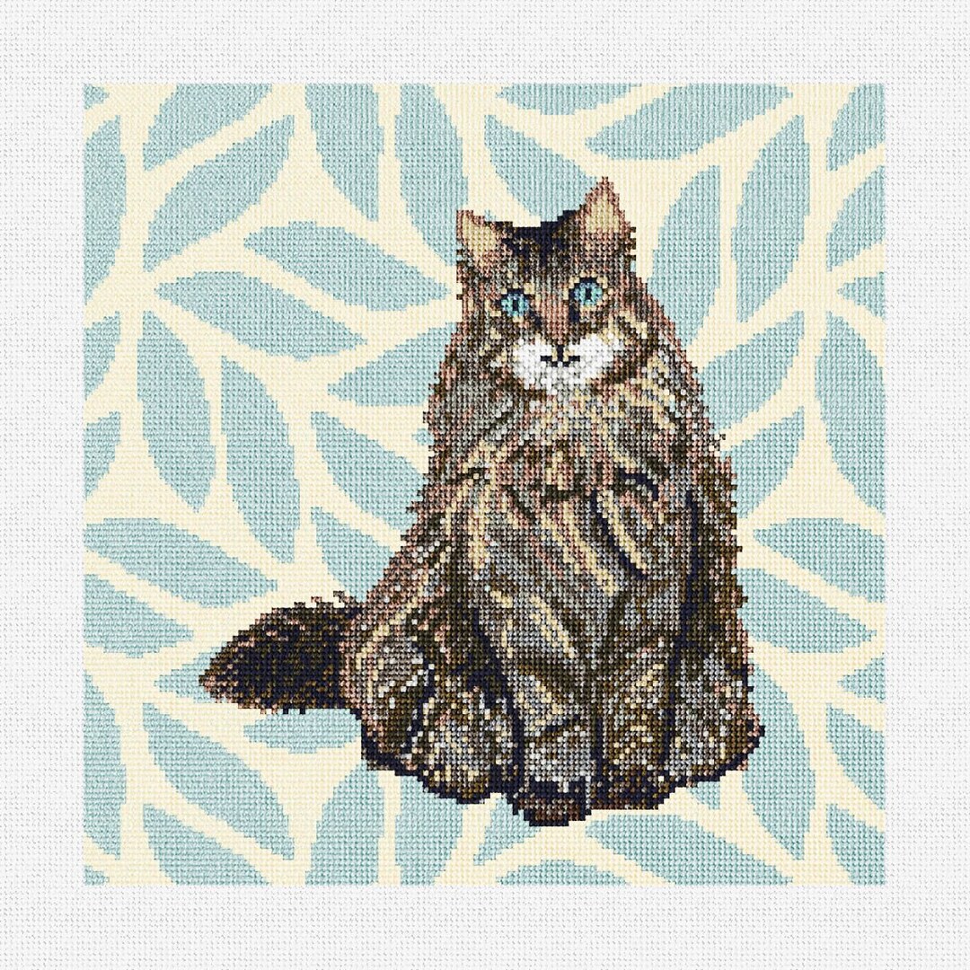 Timid Tabby Needlepoint DIY Kit - Etsy