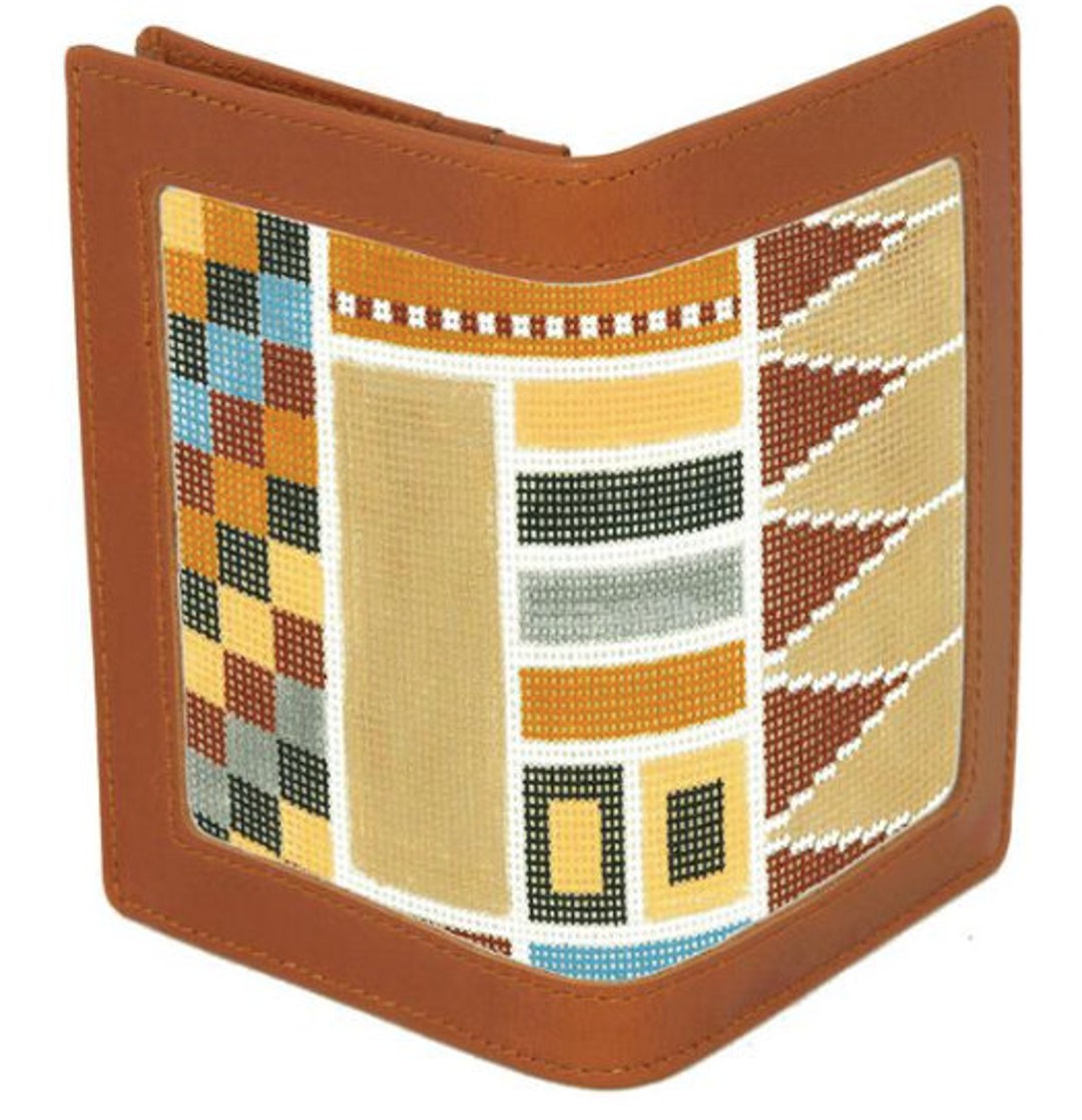 Needlepoint Leather Wrap Around Credit Card Holder Self Finishing Piece ...