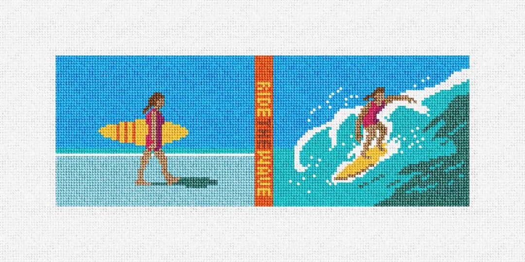 Girl Surfing Needlepoint Wallet DIY Kit - Etsy