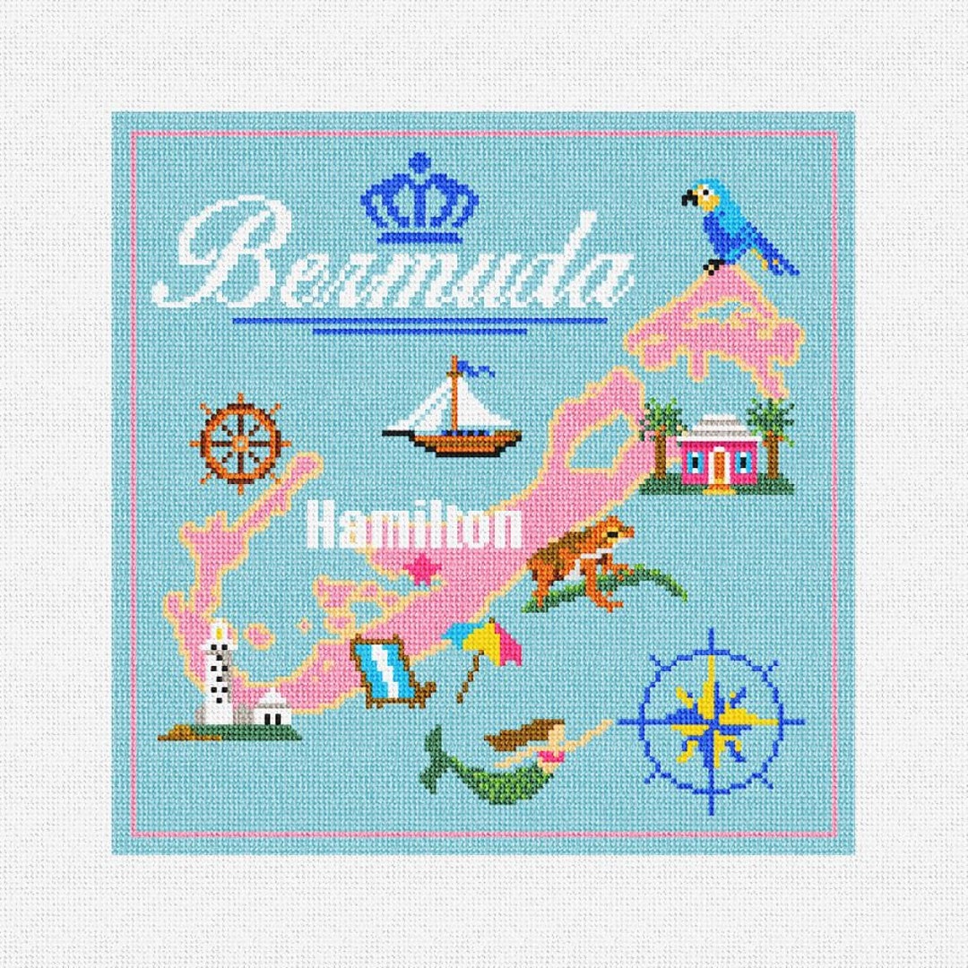 Sunny Bermuda Needlepoint Pillow DIY Kit - Etsy