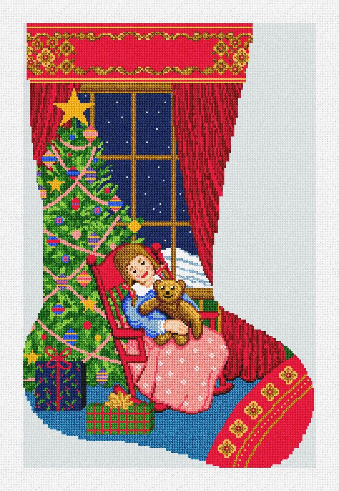 Waiting for Santa Needlepoint Stocking DIY Kit - Etsy