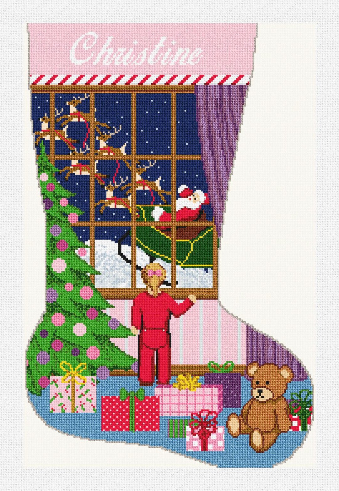 Santa Sighting Stocking Needlepoint DIY Kit - Etsy