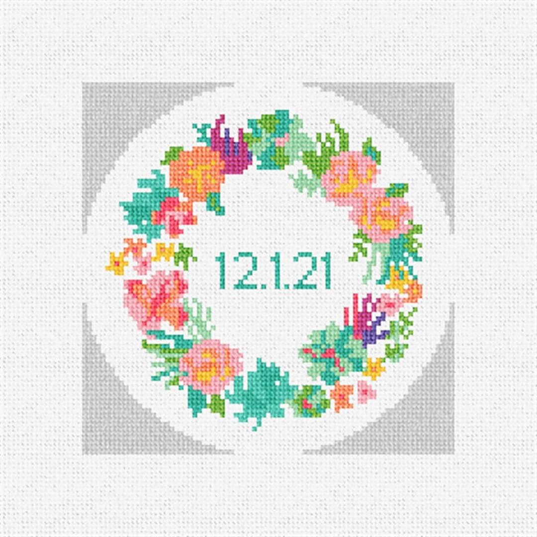 Floral Wreath Needlepoint Christmas Ornament Stitch-it-yourself Kit - Etsy