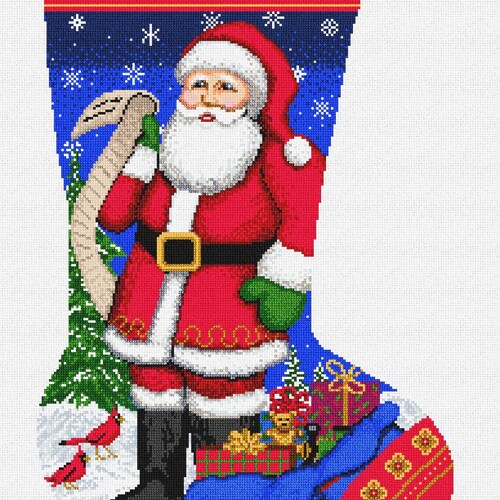 Santa's Flight Needlepoint Christmas Stocking Kit - Etsy