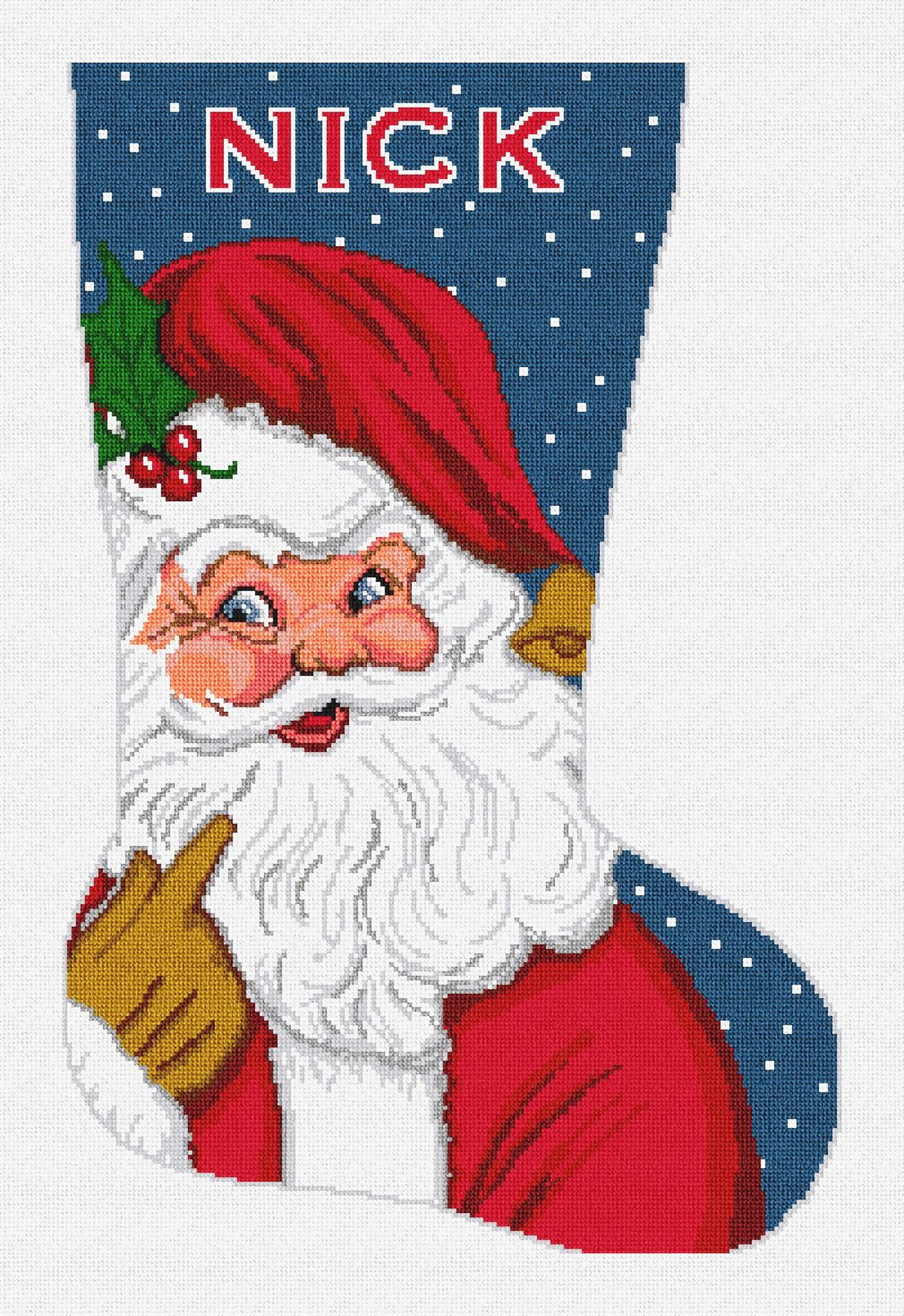 Vintage Santa Needlepoint Christmas Stocking DIY Kit - Etsy
