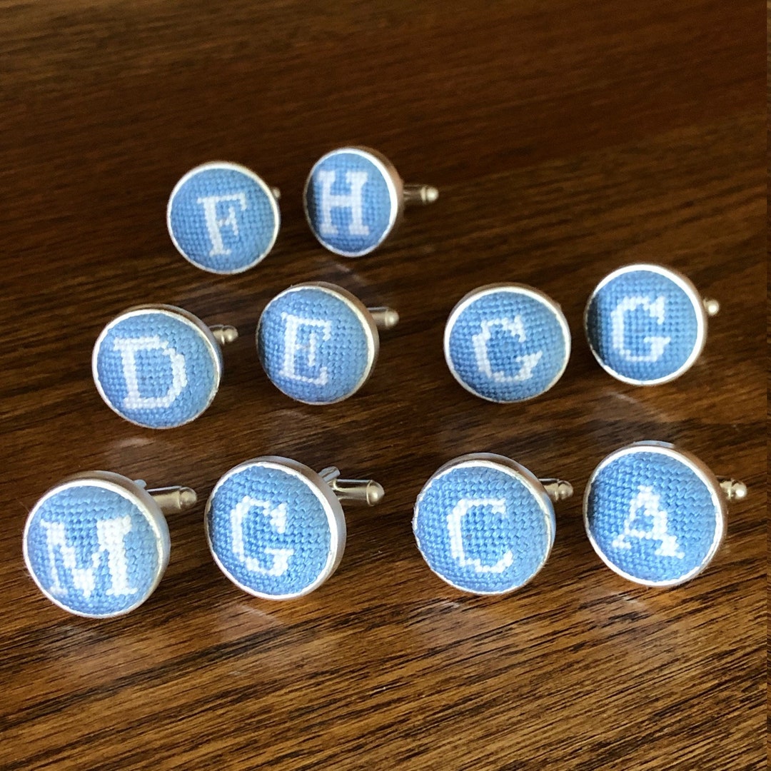 Set of Five Finished Needlepoint Cufflinks Groomsmen Gifts Wedding - Etsy