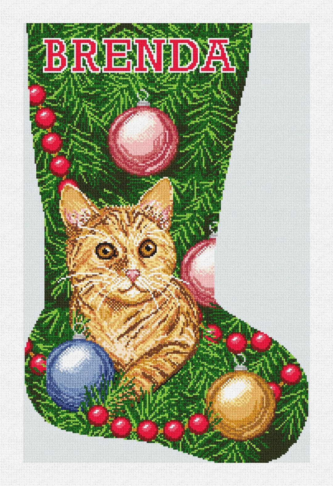 Orange Tabby Cat Stocking Needlepoint DIY Kit - Etsy