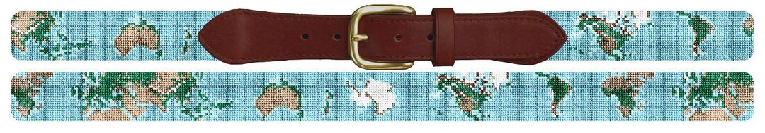 World Map Finished Needlepoint Belt - Etsy