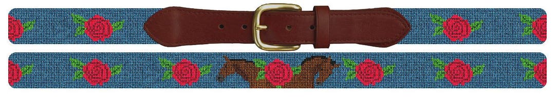 Roses and Horses Derby Finished Needlepoint Belt - Etsy