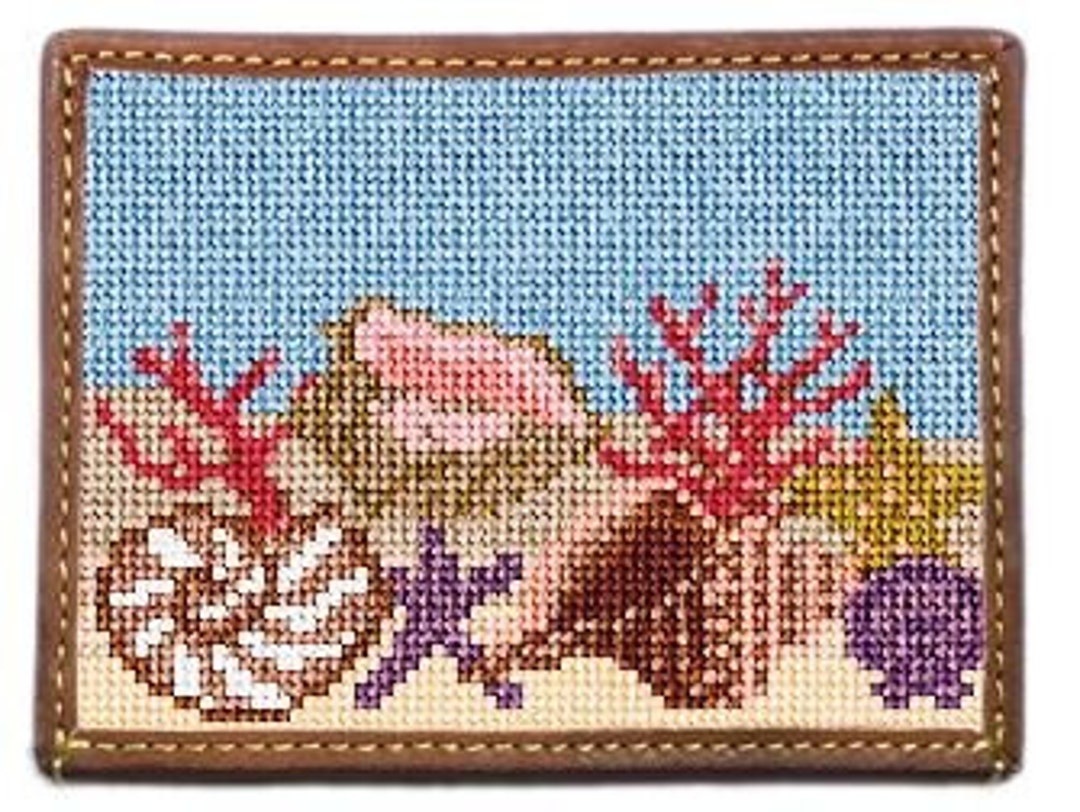 Seashell Finished Needlepoint Card Wallet - Etsy
