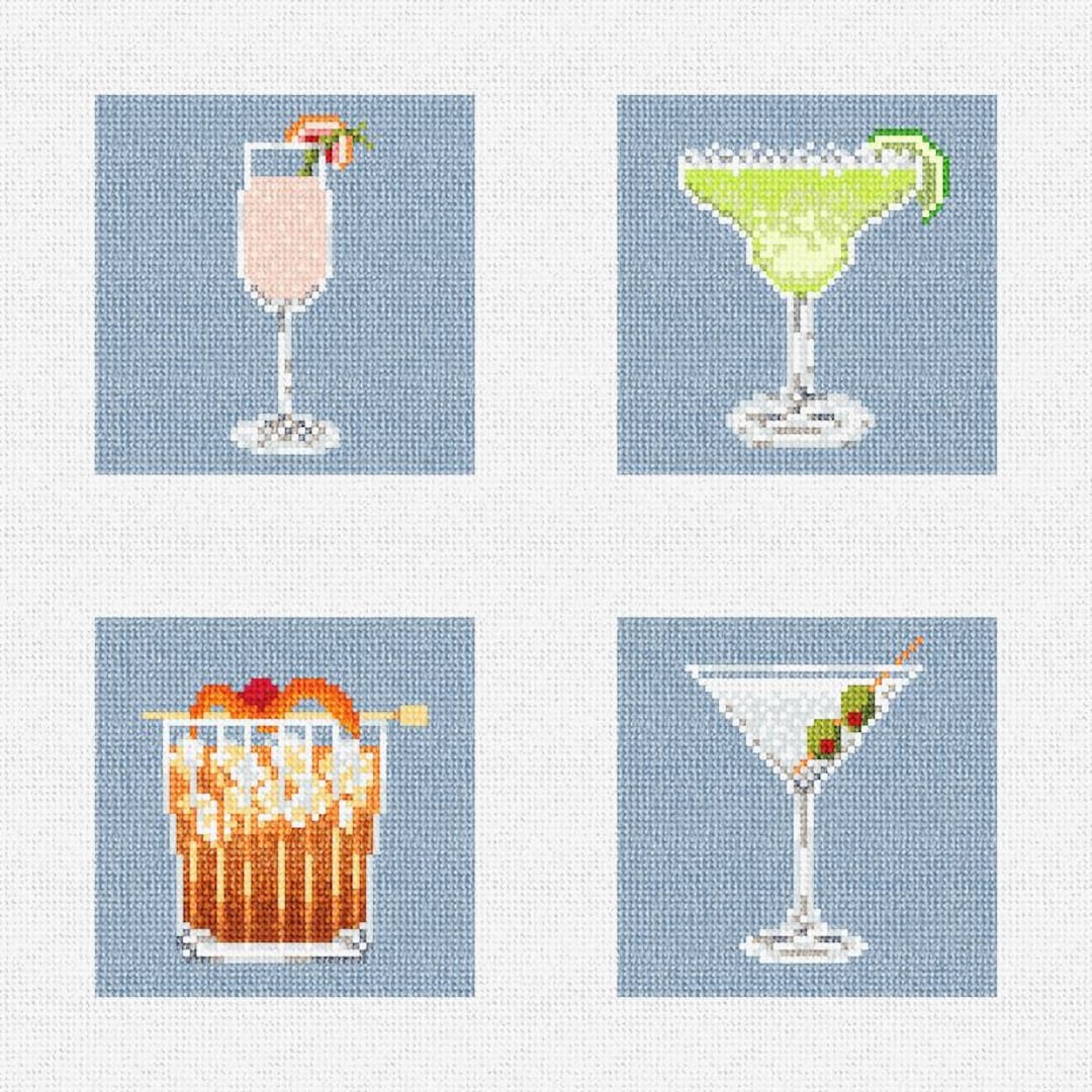 Cocktail Hour Needlepoint Coaster Ornament DIY Kit - Etsy