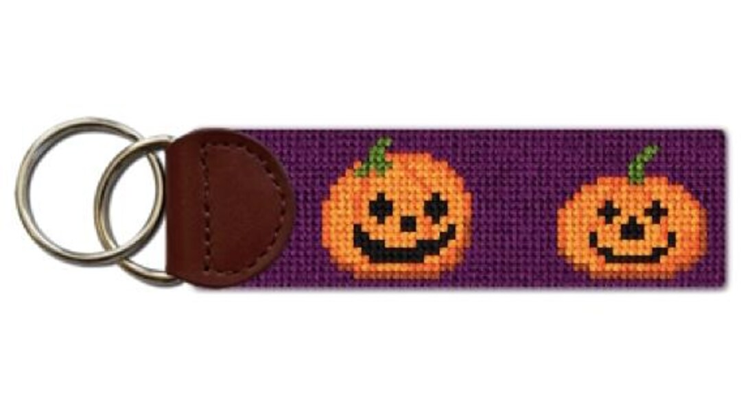 Jack O'lantern Finished Needlepoint Key Fob - Etsy