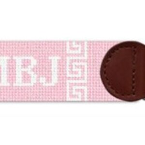 Pink Greek Key Finished Needlepoint Key Fob - Etsy