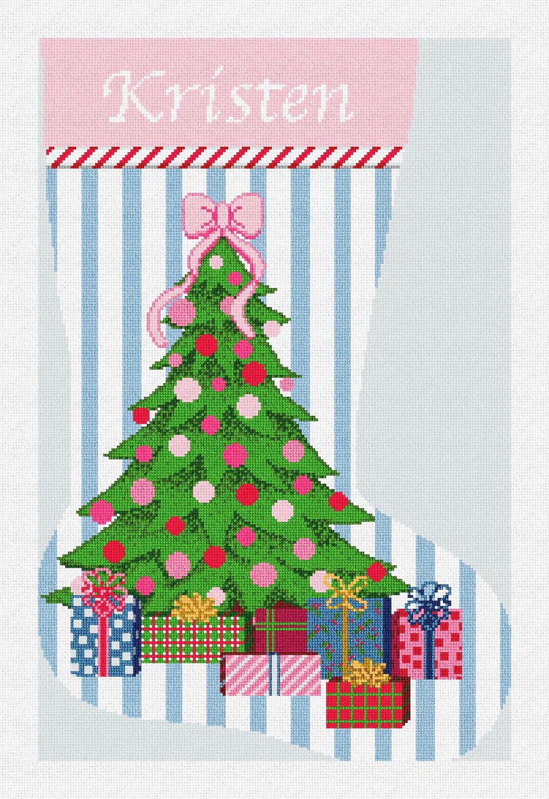 Pinstripe Holiday Christmas Stocking Needlepoint DIY Kit - Etsy