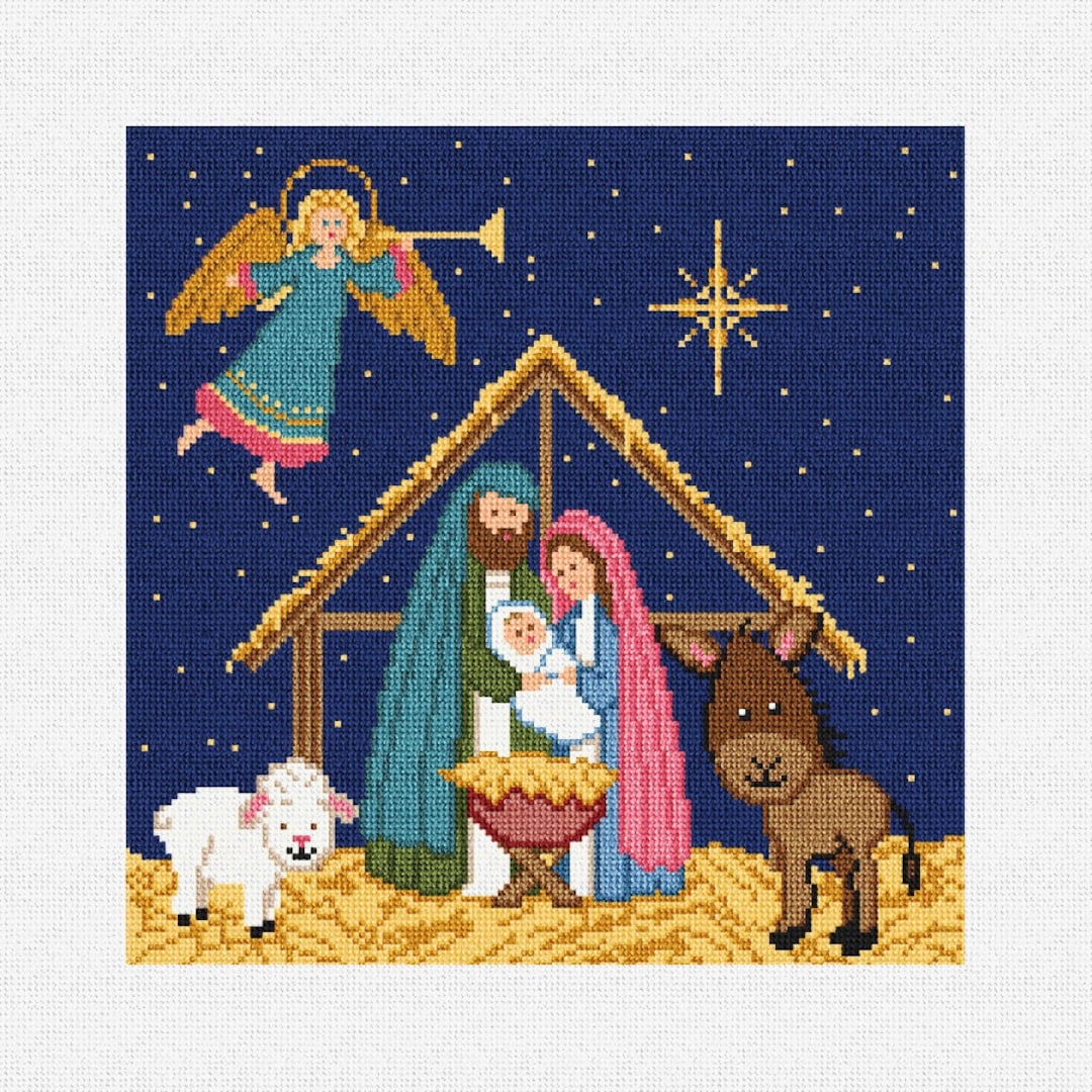 Folk Art Nativity Pillow or Picture Needlepoint DIY Kit - Etsy