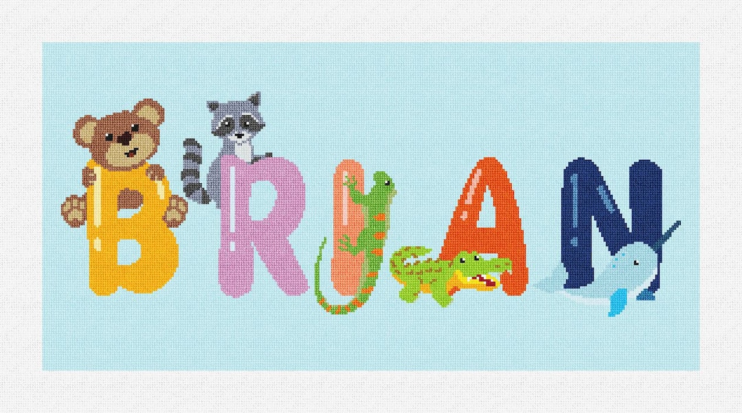Animal Alphabet Personalized Name Needlepoint Canvas DIY Kit - Etsy