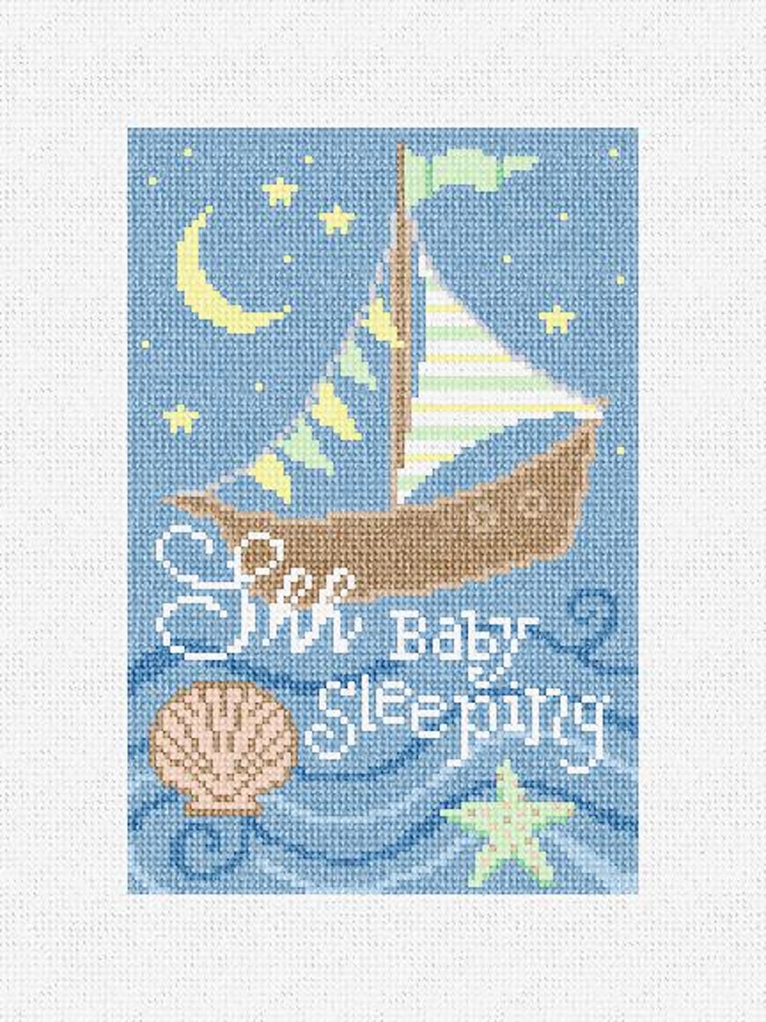 Sleepy Sailboat Needlepoint Door Hanger DIY Kit Baby Sleeping - Etsy
