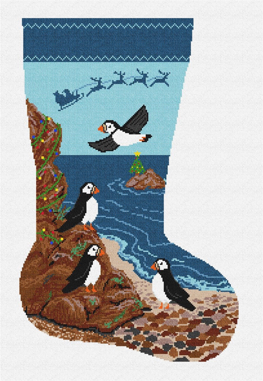 Puffins Christmas Stocking Needlepoint DIY Kit - Etsy