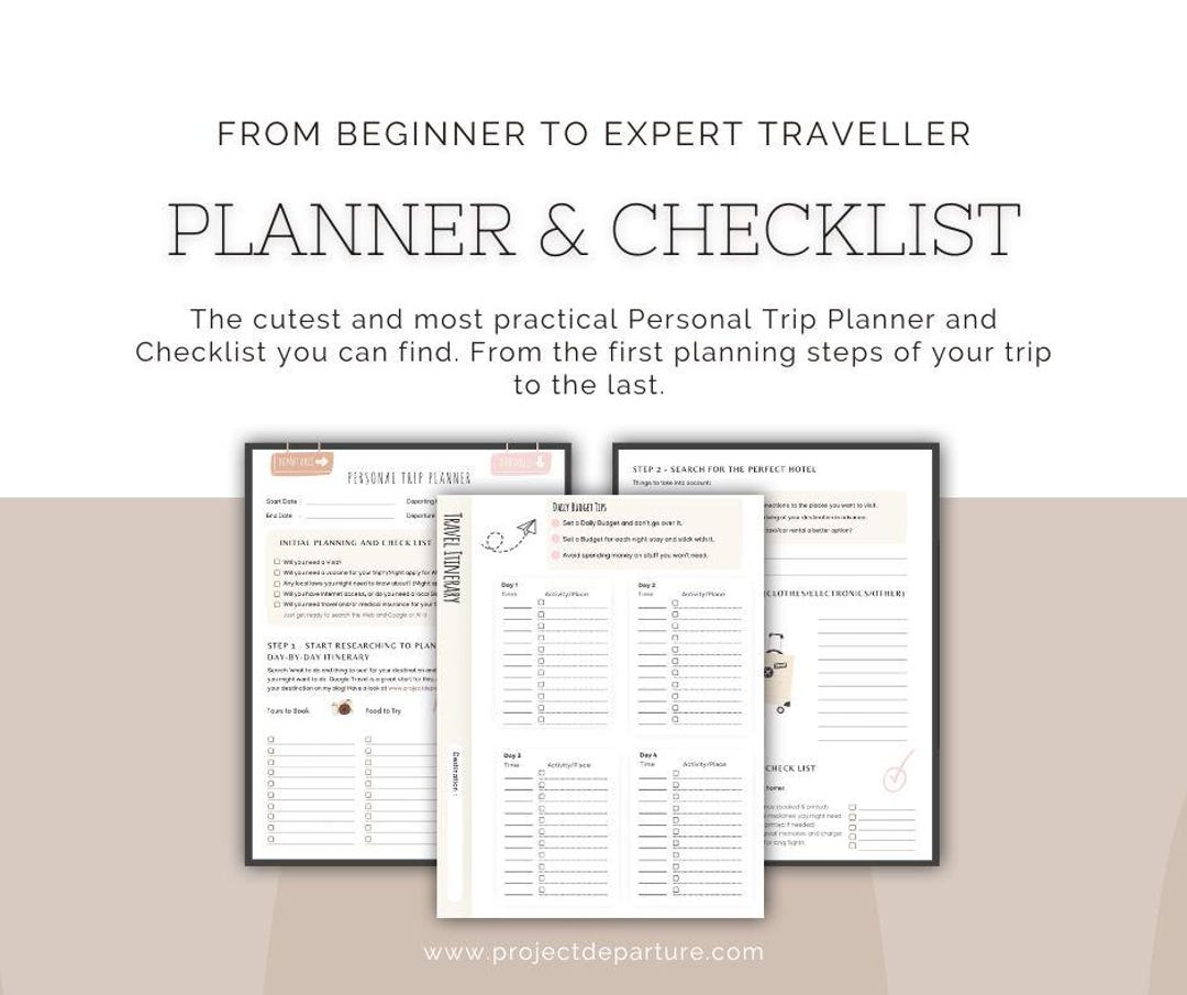 Personal Trip Planner and Checklist (printable PDF) - Etsy