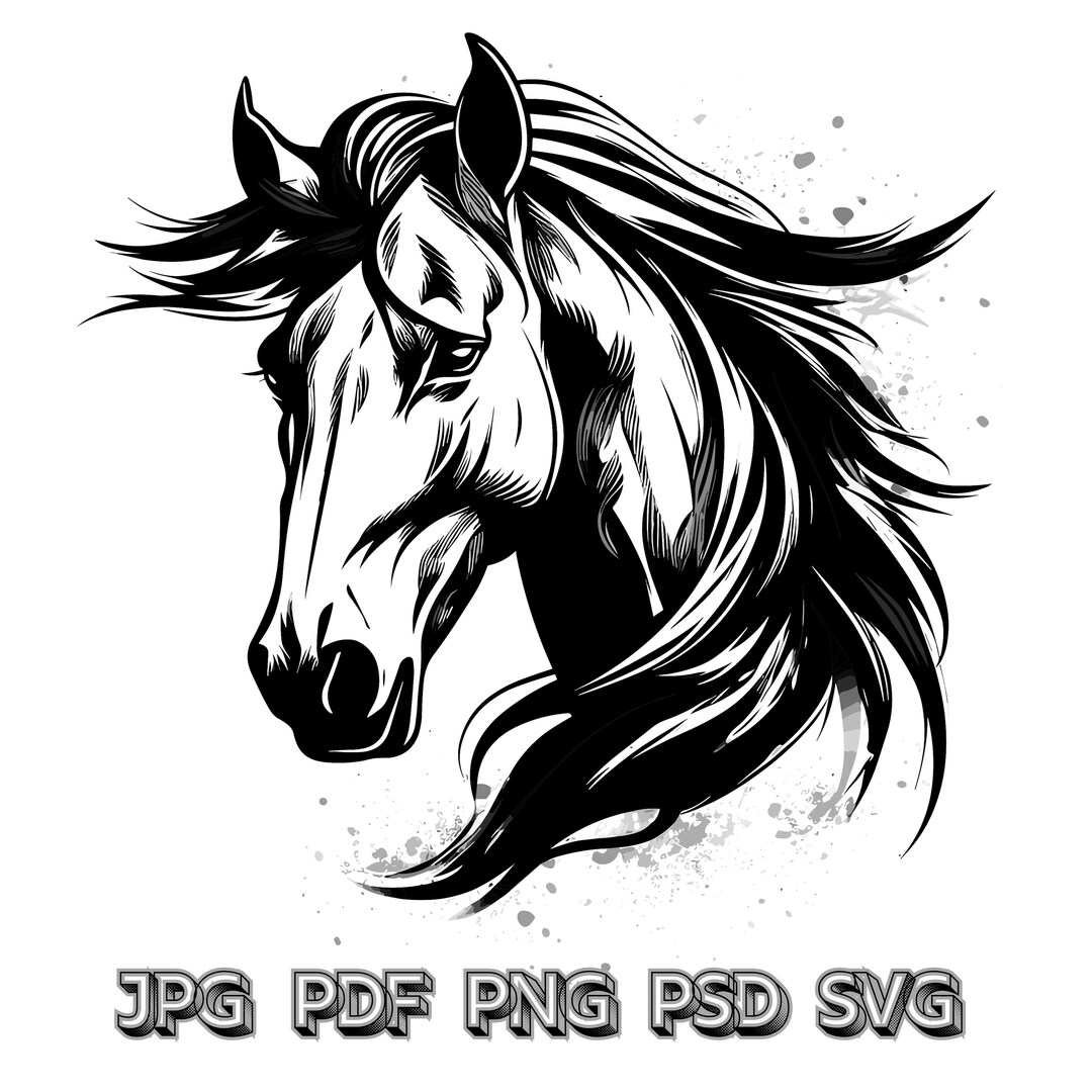 Pferdekopf-Silhouetten SVG, Pferde-Clipart-Bundle, Reitgrafik ...